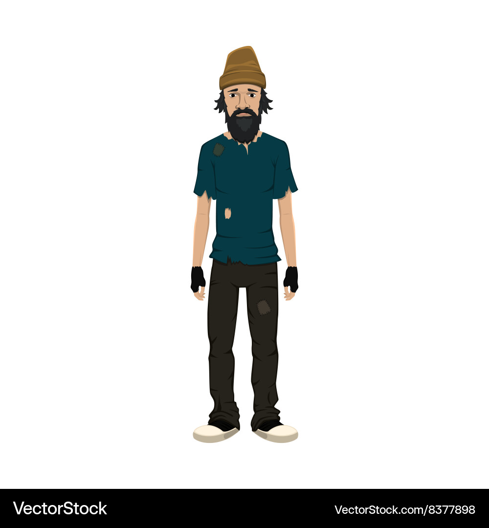 Shaggy Homeless Man Royalty Free Vector Image - VectorStock