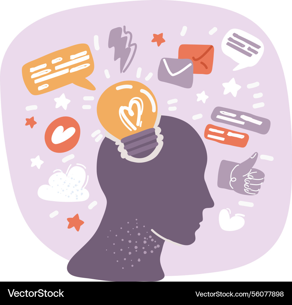 Smart human head idea bulb Royalty Free Vector Image