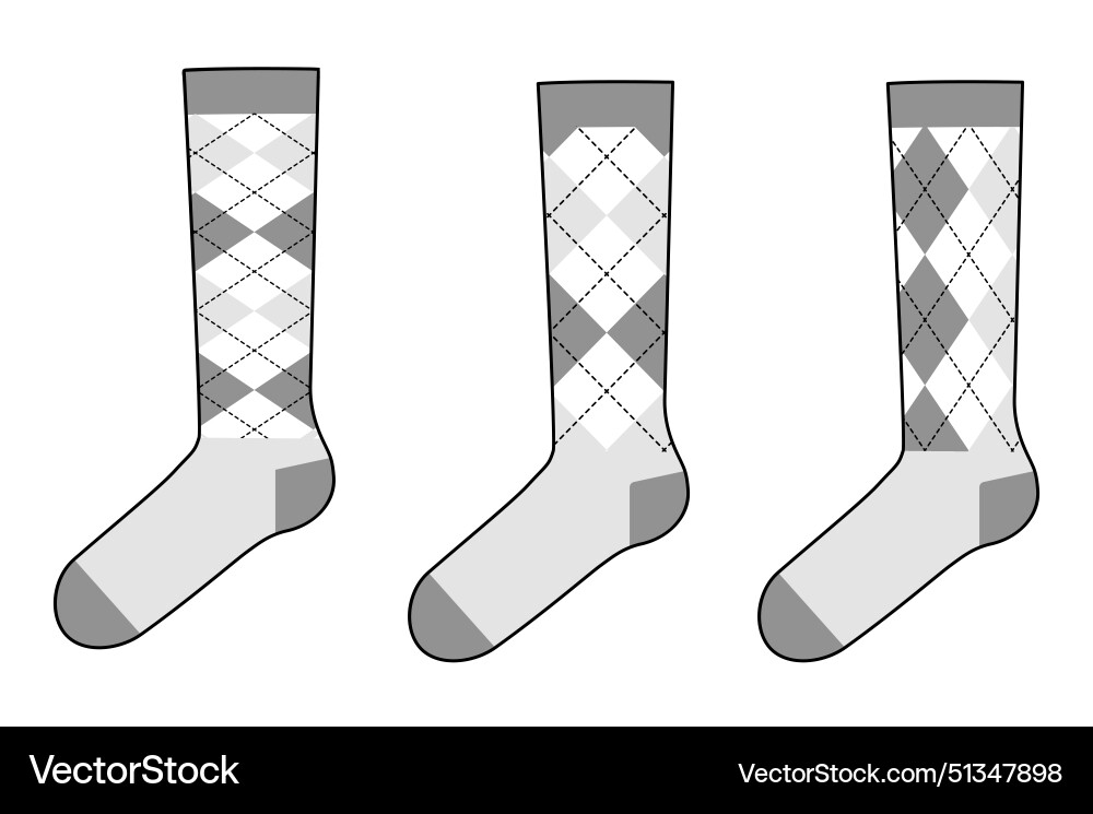Socks set with argyle pattern fashion hosiery Vector Image
