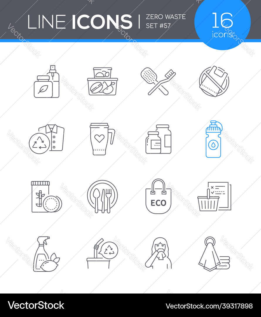 Zero waste - modern line design style icon set Vector Image