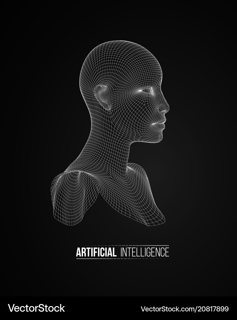 3d head wireframe drawing Royalty Free Vector Image