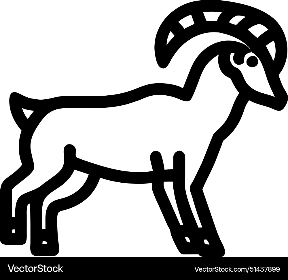 Alpine ibex goat black icon Royalty Free Vector Image