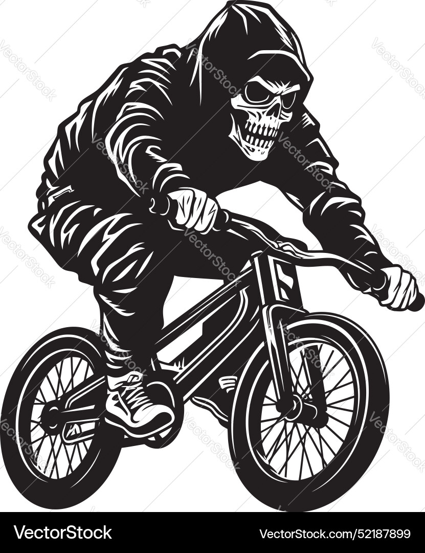 Bone shredder skeleton performing tricks on bmx Vector Image