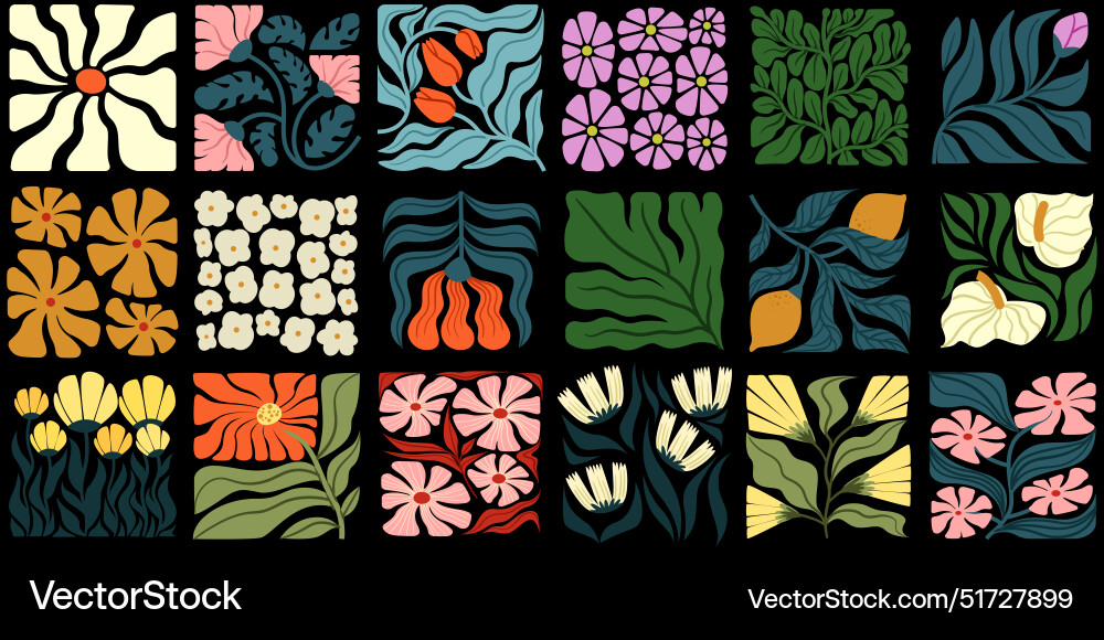 Flower pattern abstract matisse organic plant Vector Image