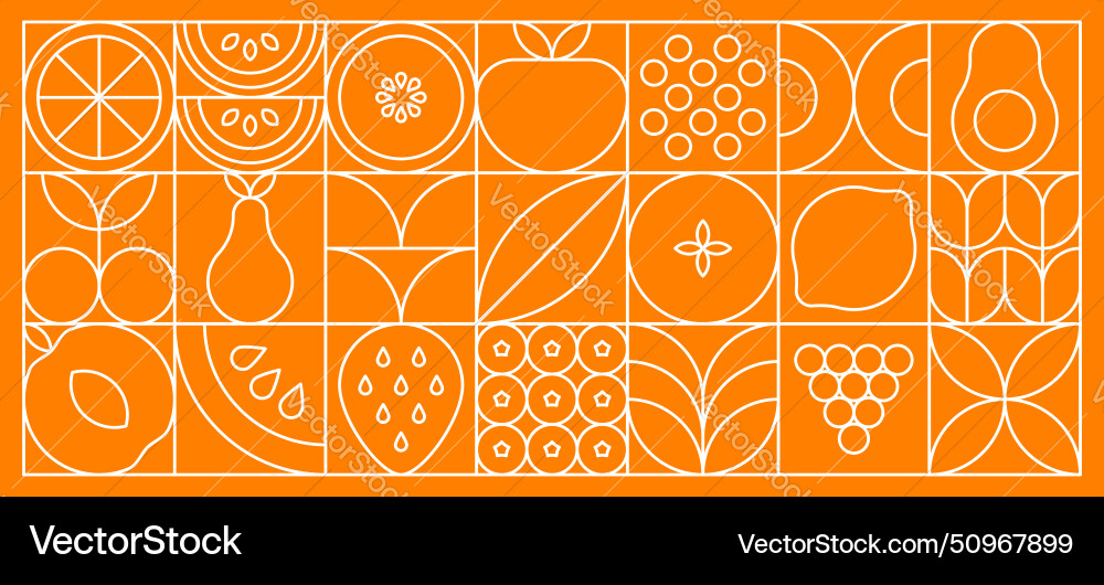 Fruits food abstract modern line geometric pattern