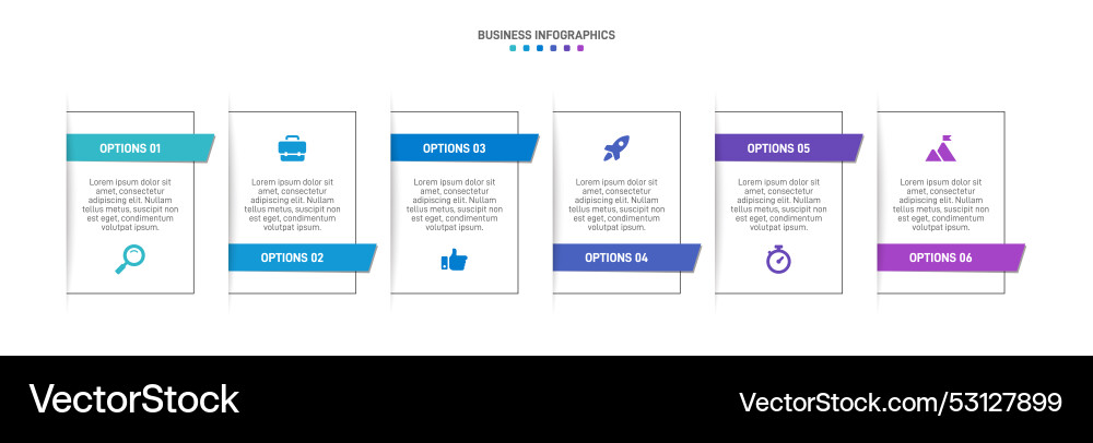 Horizontal progress bar featuring 6 arrow-shaped Vector Image