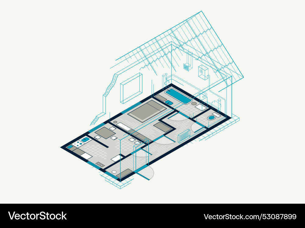 House floorplan drawing with pencil residential Vector Image