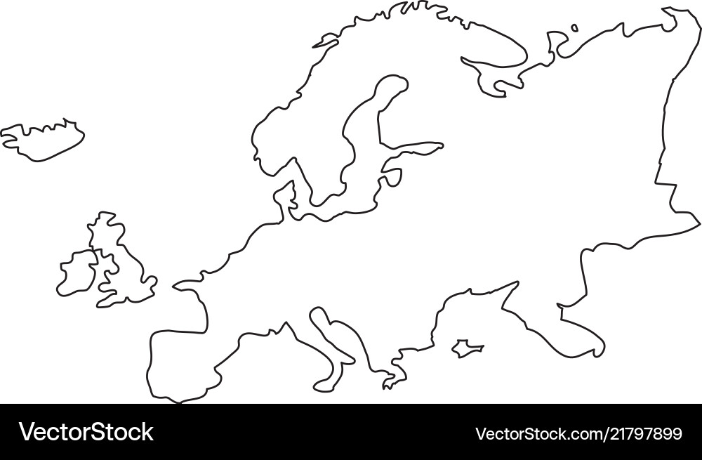 Line europe continent geography map design Vector Image