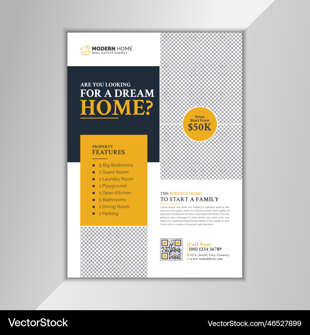 Modern minimalist unique real estate flyer design Vector Image