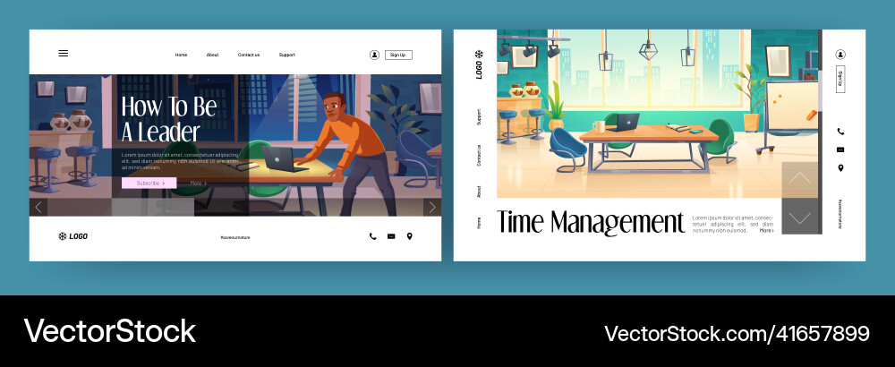Time management and leadership banners Royalty Free Vector