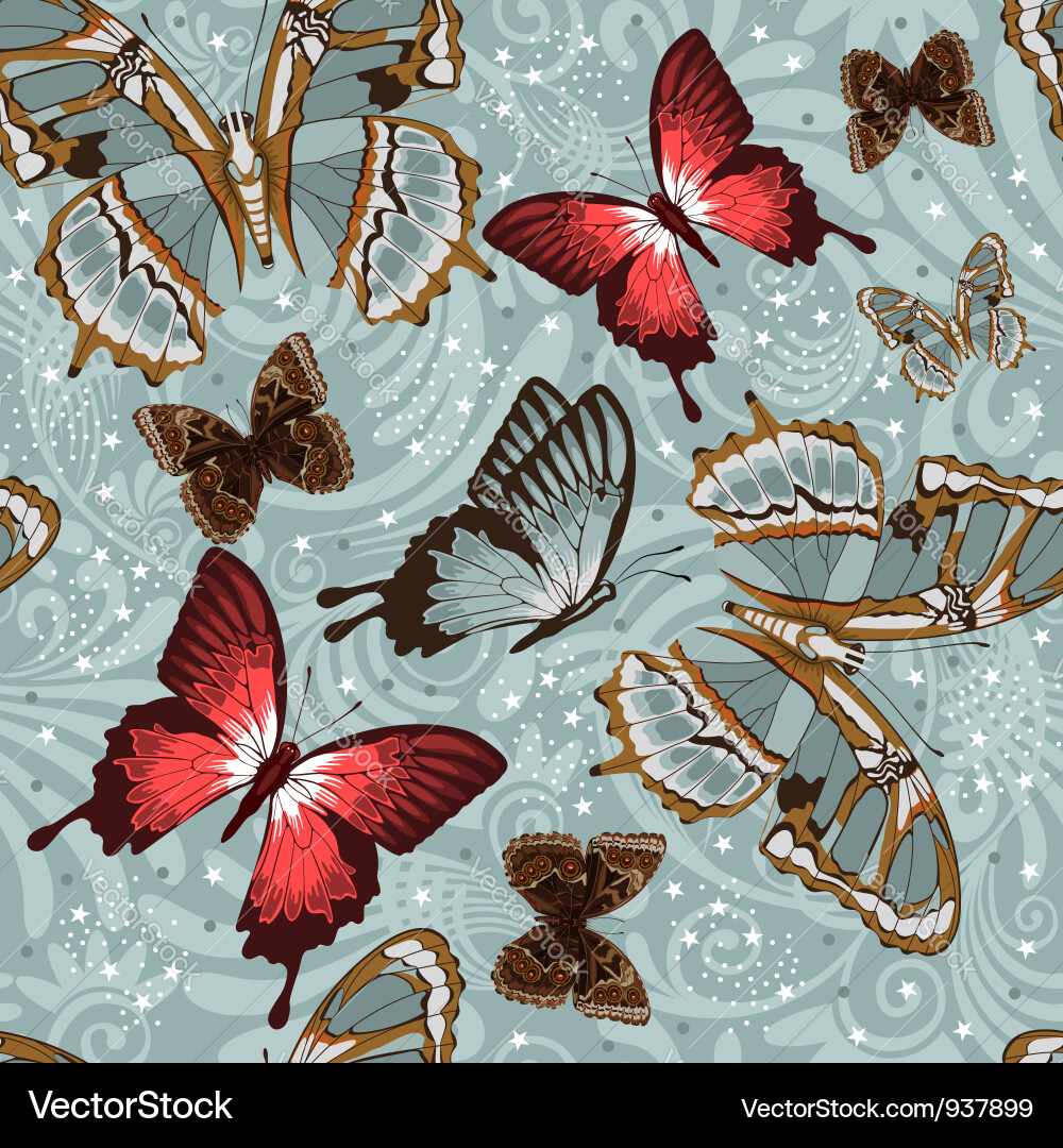 Vintage Butterfly Seamless Pattern Royalty Free Vector Image