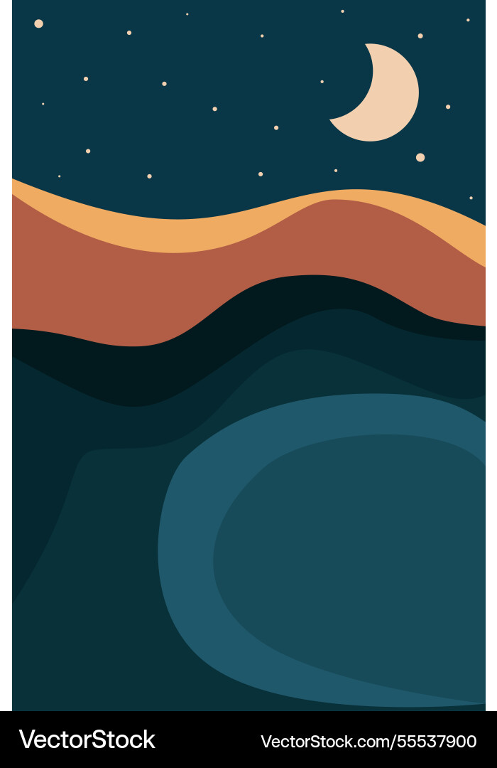 Abstract minimalistic poster night moon Royalty Free Vector