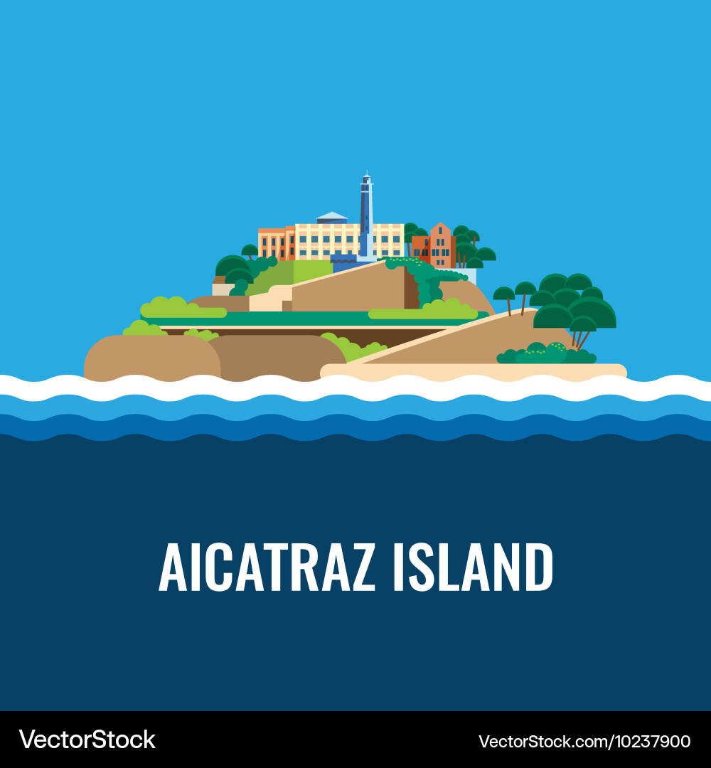 Alcatraz island view from the sea Royalty Free Vector Image