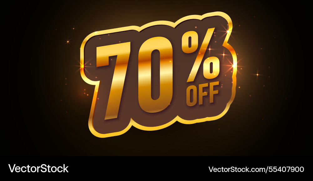 Bold font label with text 70 percent off mega Vector Image