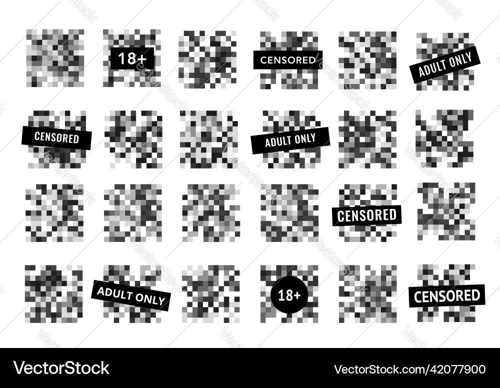 Censor monochrome mosaic pixel blur bars Vector Image