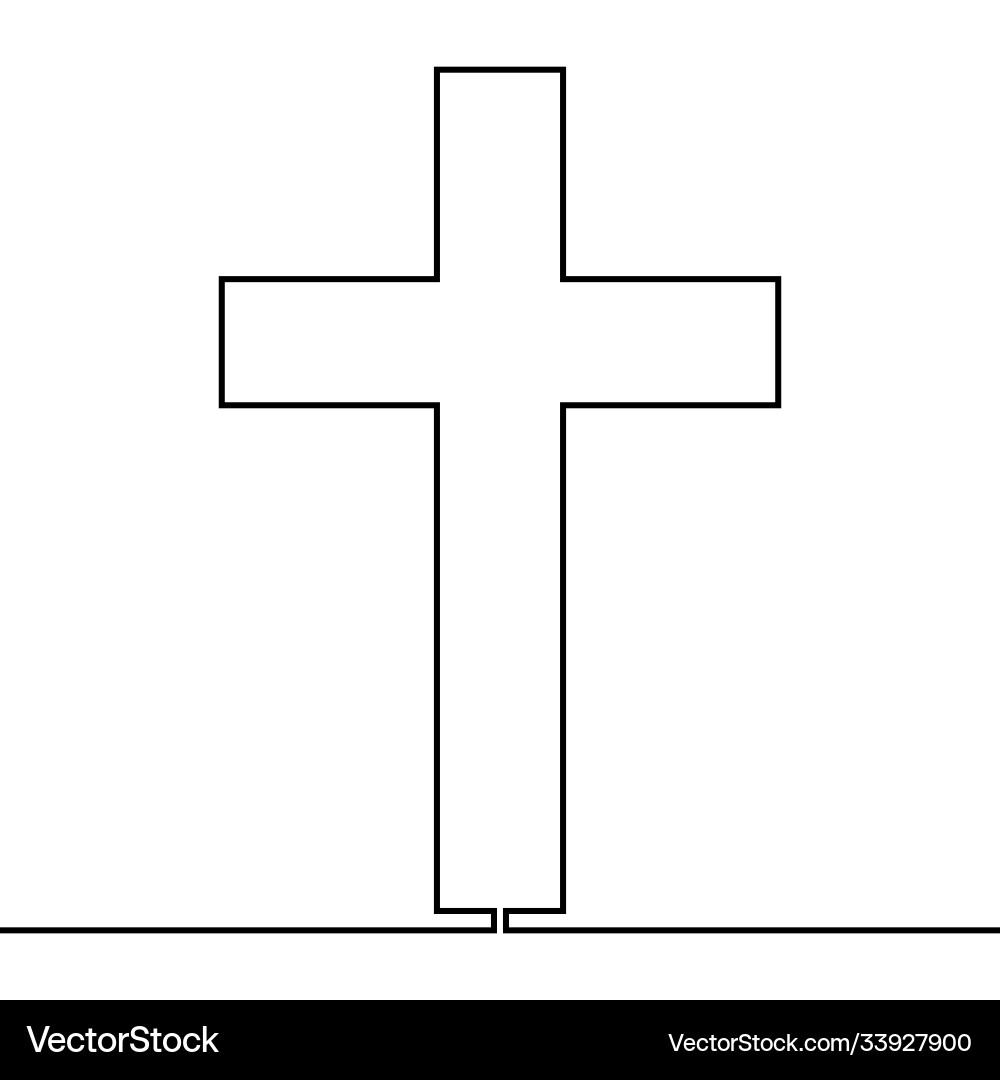 Continuous line drawing cross christianity concept