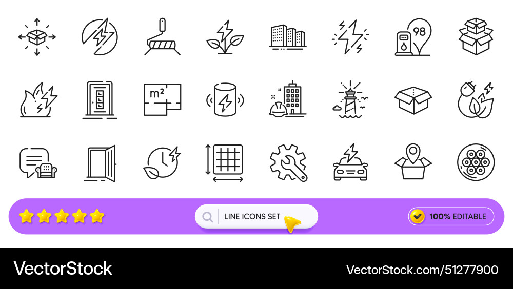 Fire energy electric and square area line Vector Image