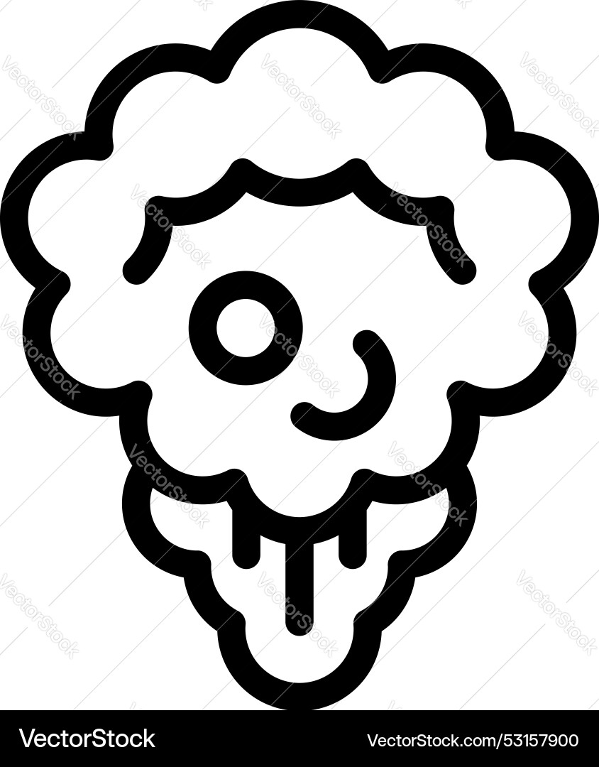 Funny brain with curly hair having an idea while Vector Image