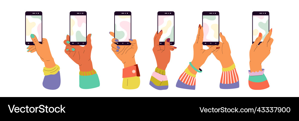 Hand with phone mobile app mockup smartphone Vector Image