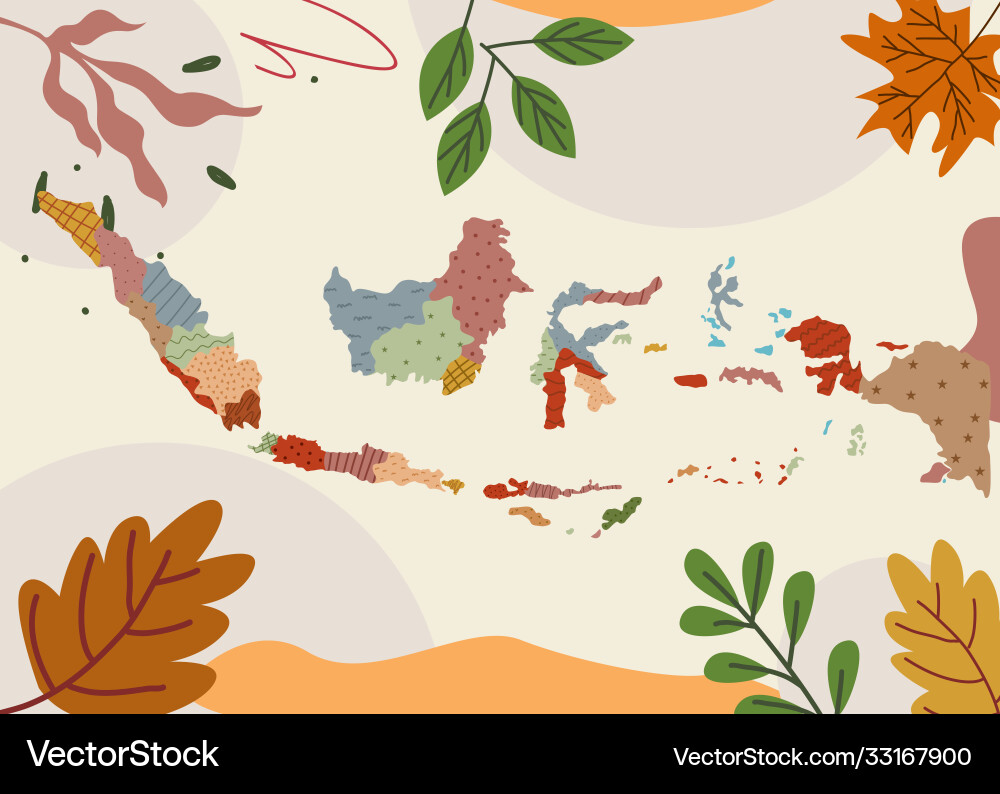 Indonesian map design banner with frame autumn Vector Image