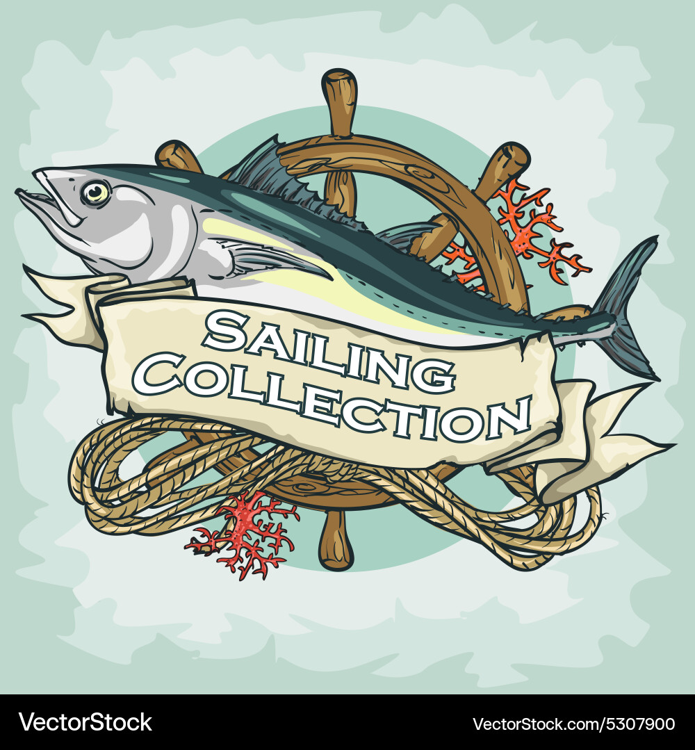 Nautical label with sample text sailing Royalty Free Vector