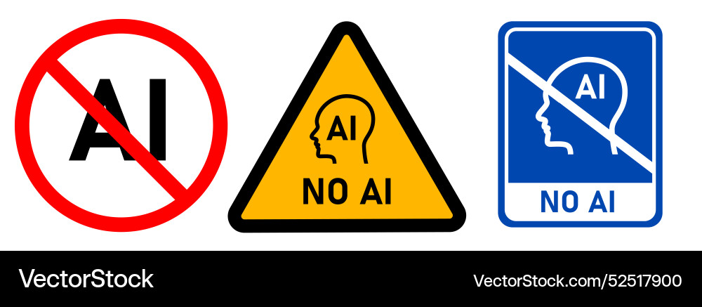 No ai artificial intelligence prohibition symbol Vector Image