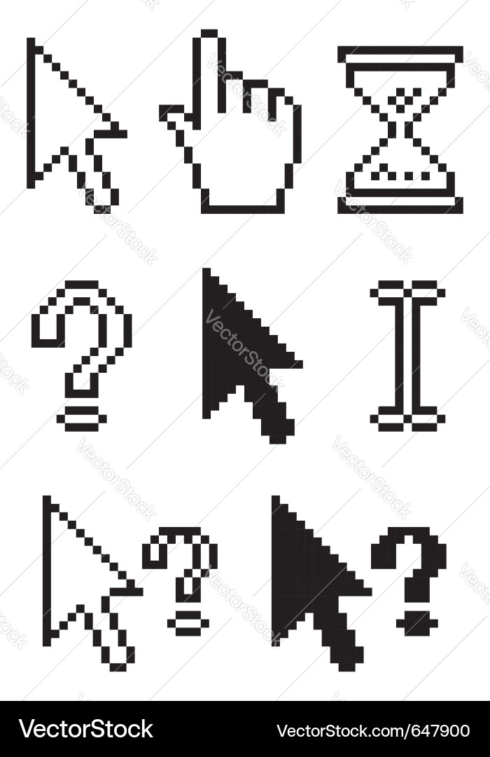 Pixel Cursor Icons Royalty Free Vector Image - VectorStock