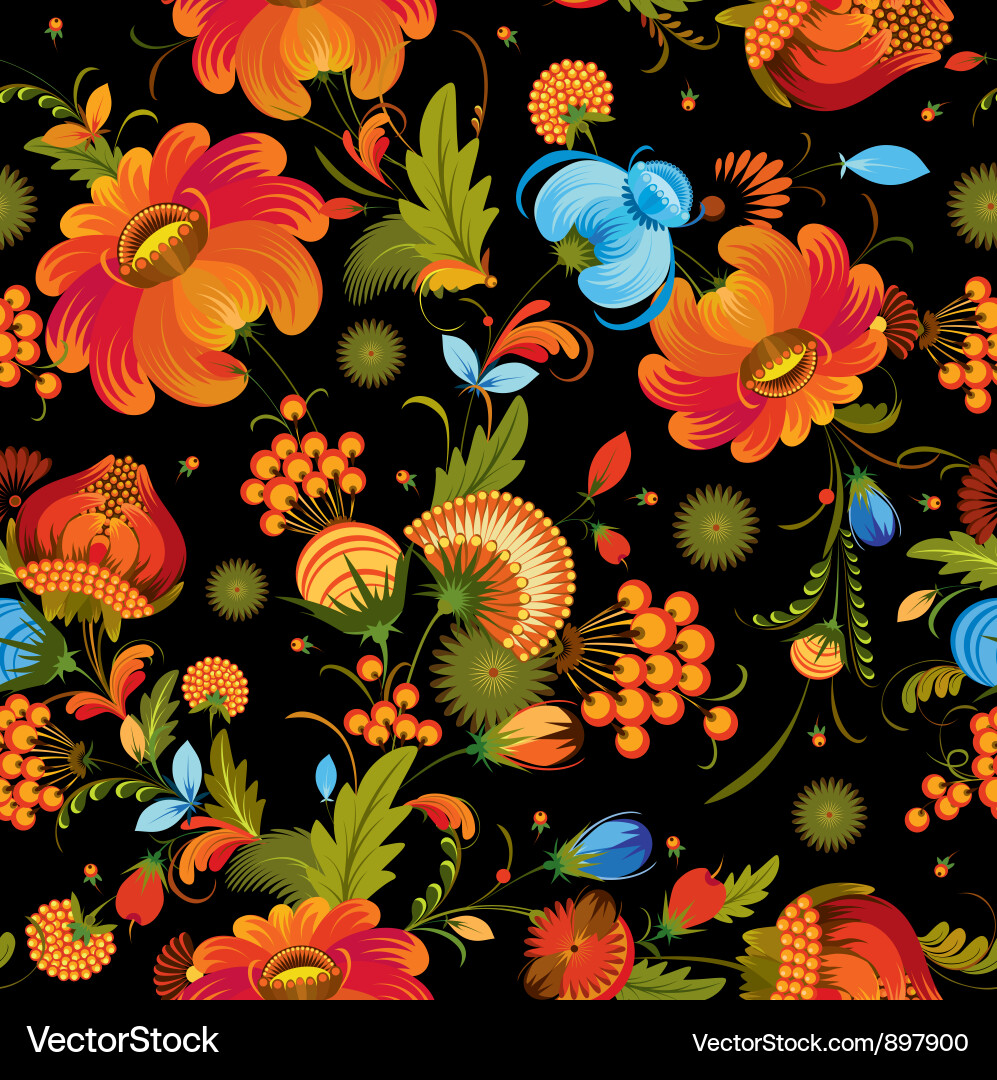 Traditional Floral Pattern – Royalty-Free Vector | VectorStock