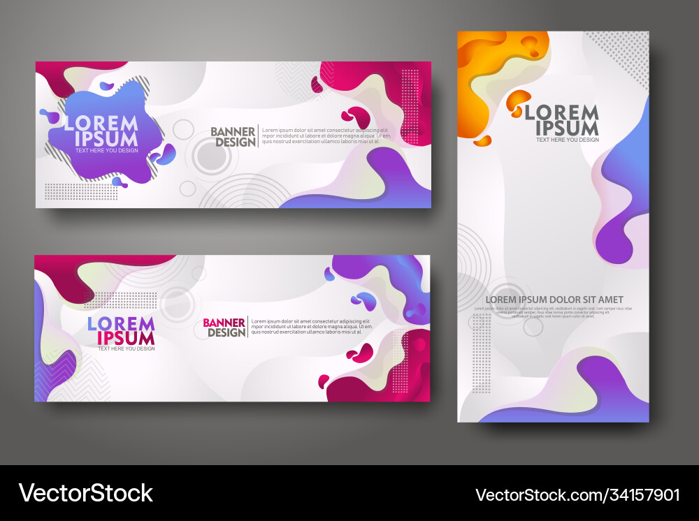 Banner set design template in trendy vibrant Vector Image