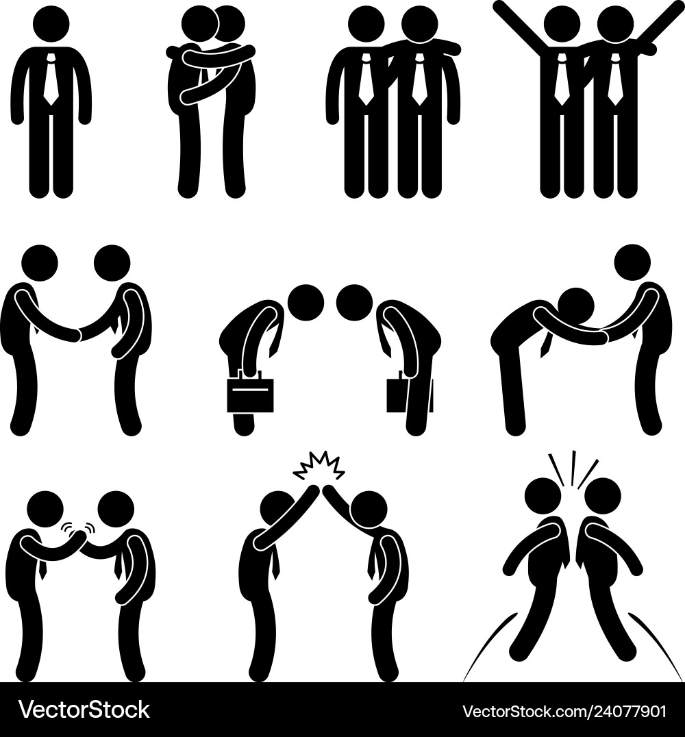Business manner greetings gesture stick figure Vector Image