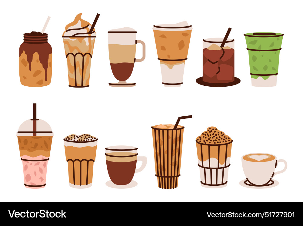 Coffee cup ice latte mug cafe icon beverage Vector Image