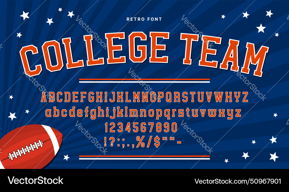 College Sport Font - Jacket & Letterman Style Vector Image