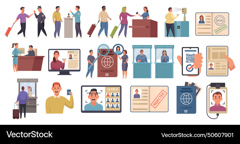 Customs documents flat set Royalty Free Vector Image