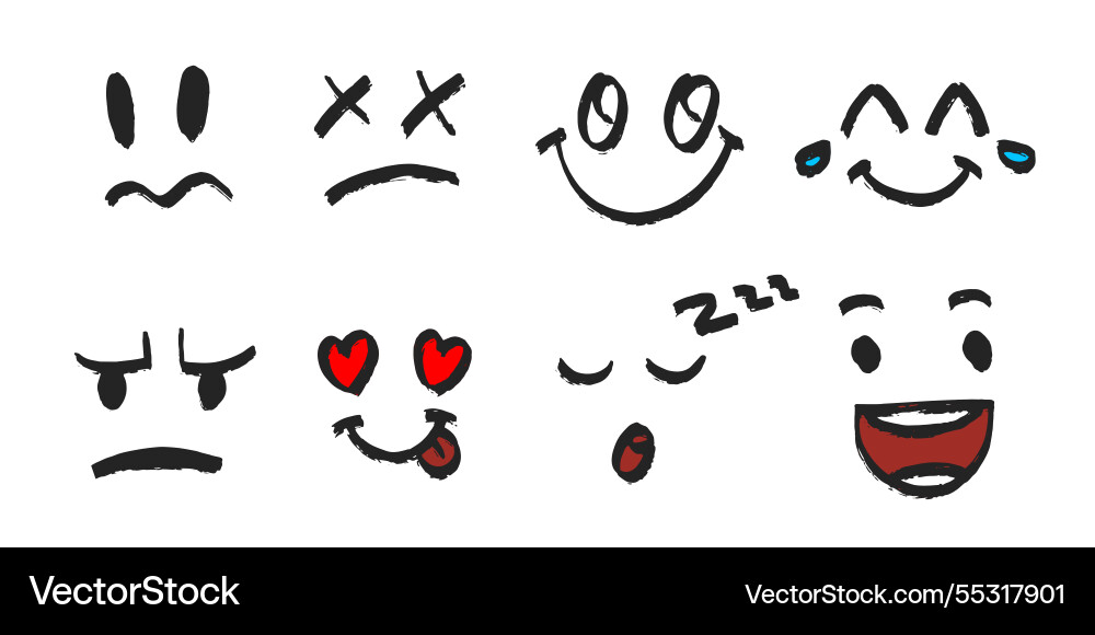 Emoji with different emotions smiles and angry Vector Image