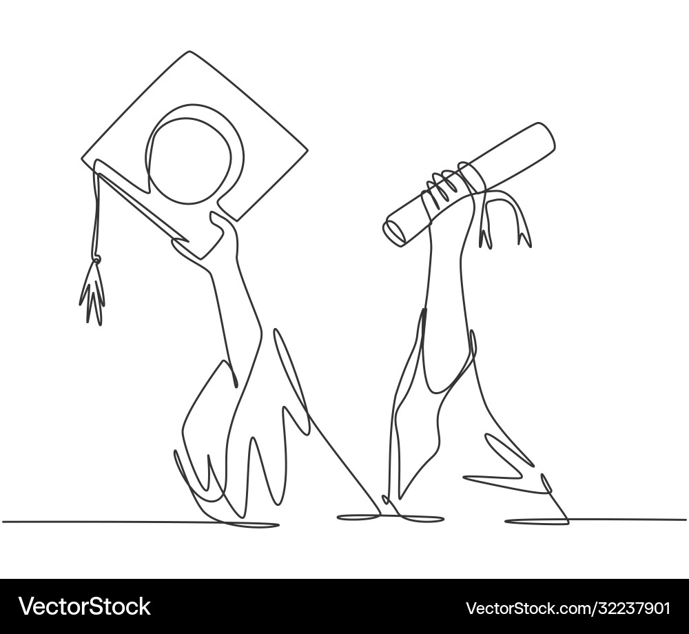 Graduate from school concept one single line Vector Image