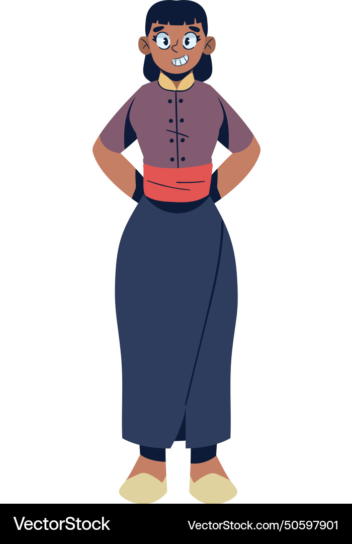 Myanmar woman standing Royalty Free Vector Image