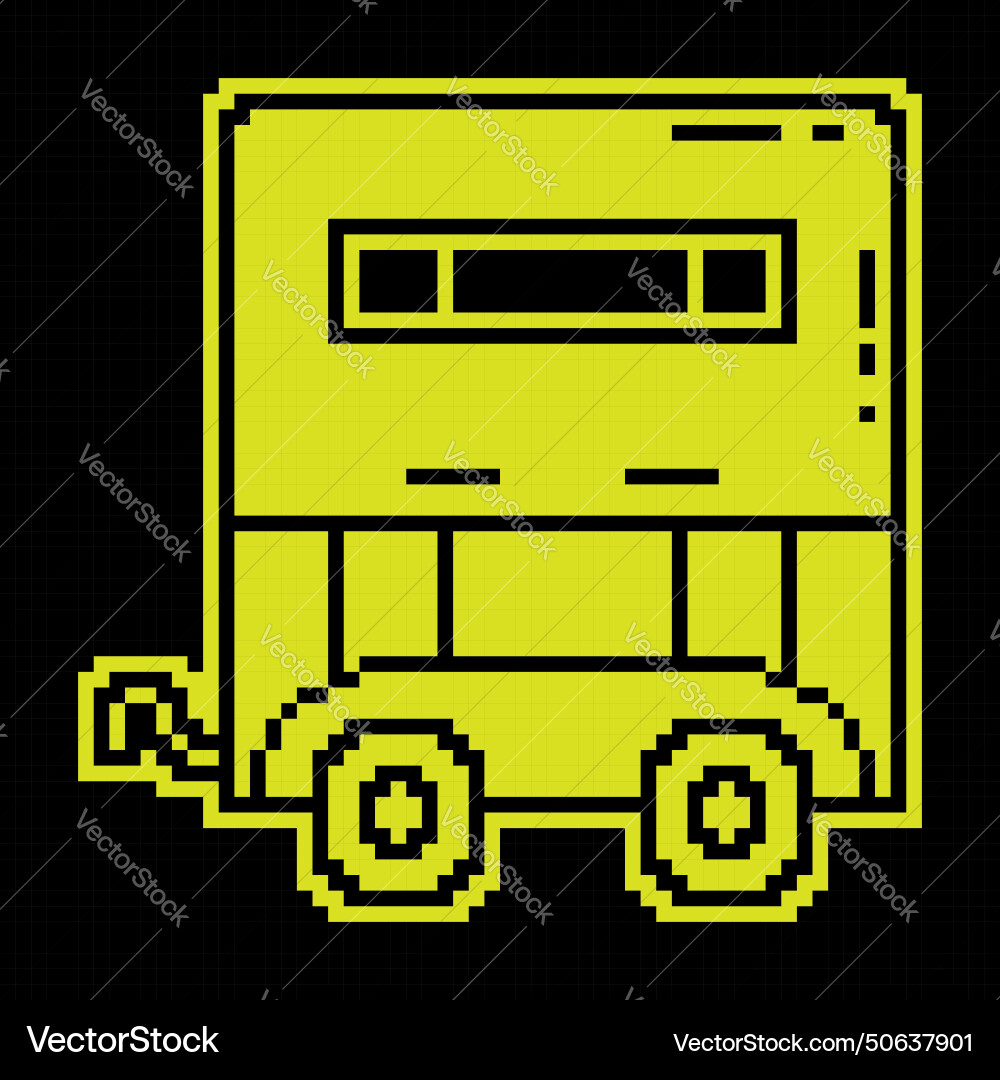 Pixel silhouette icon trailer for transporting Vector Image