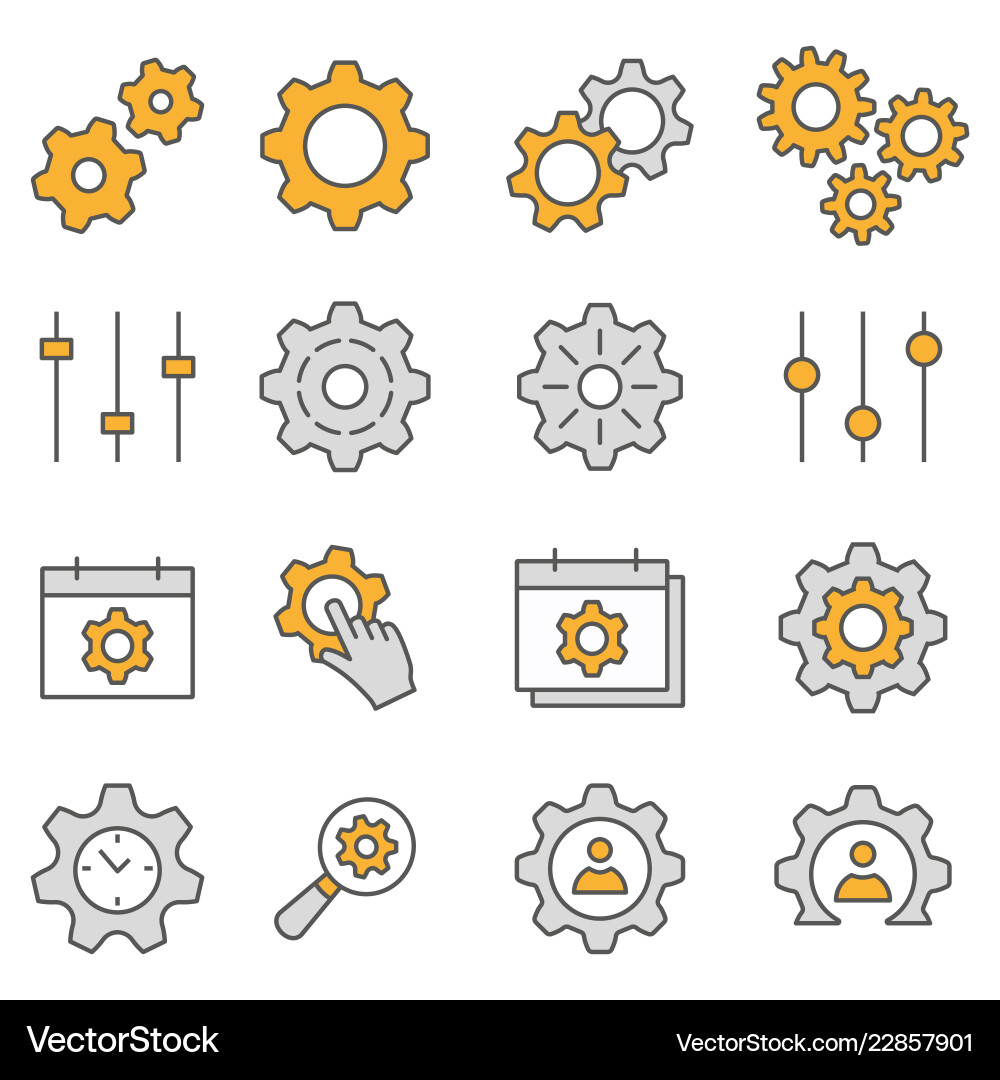 Settings flat line icon set Royalty Free Vector Image
