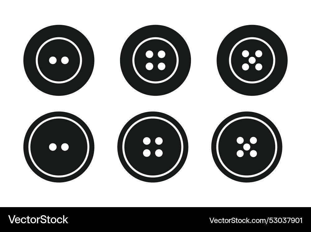 Sewing button icons set and clothing buttons Vector Image