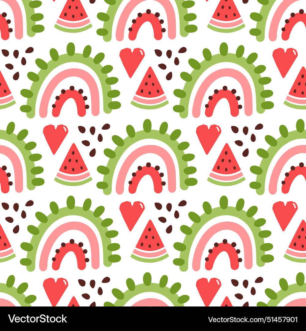 Summer seamless pattern with watermelon Royalty Free Vector