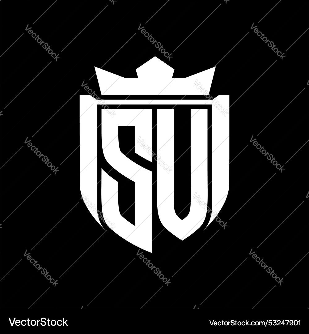 Sv letter logo shield shape inside badge Vector Image