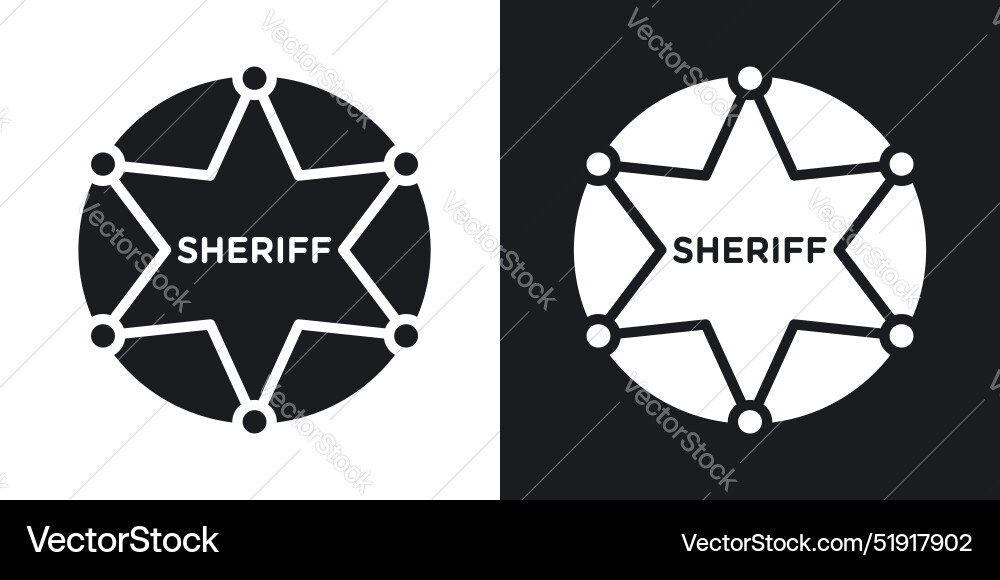 Badge sheriff icon set in solid black and white Vector Image