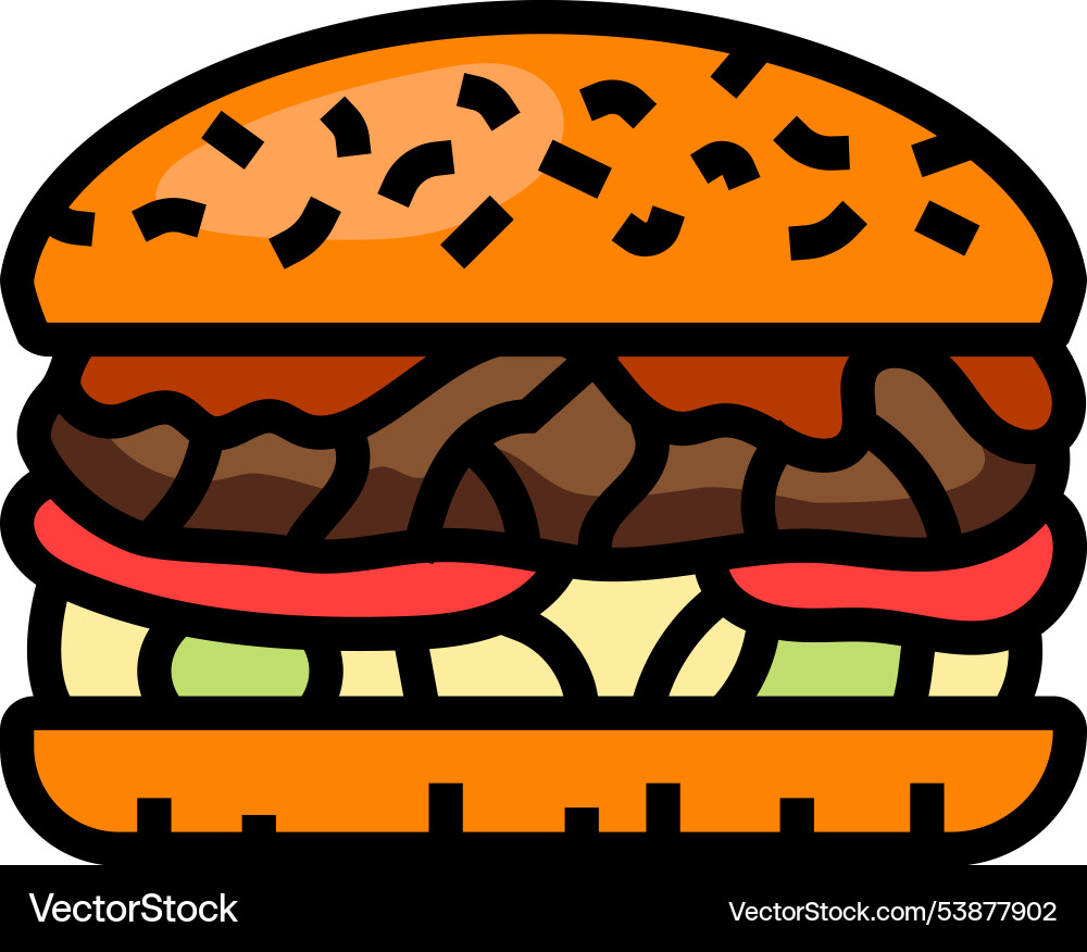 Bbq burger food color icon Royalty Free Vector Image