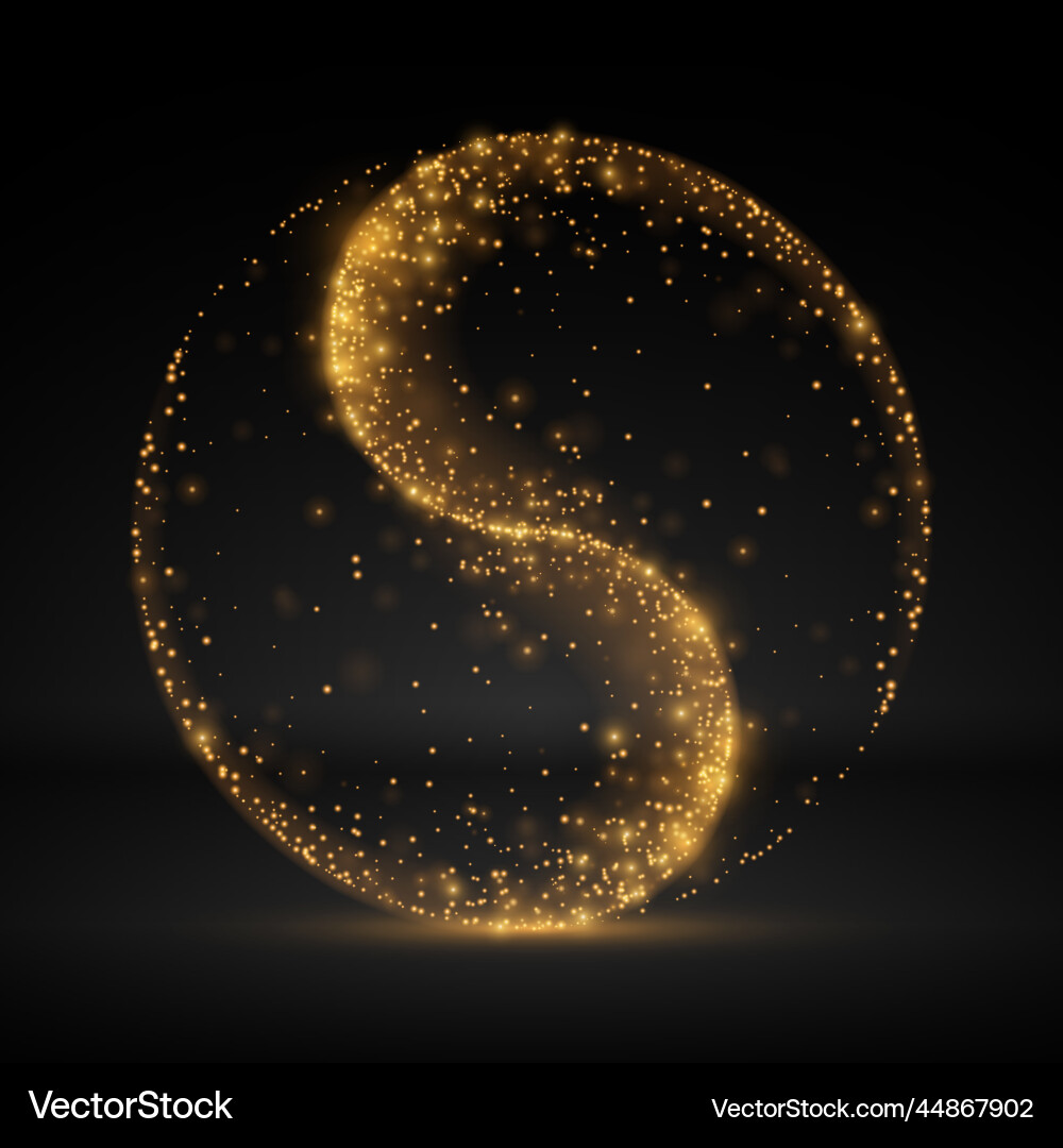 Circle gold glow effect on black background Vector Image