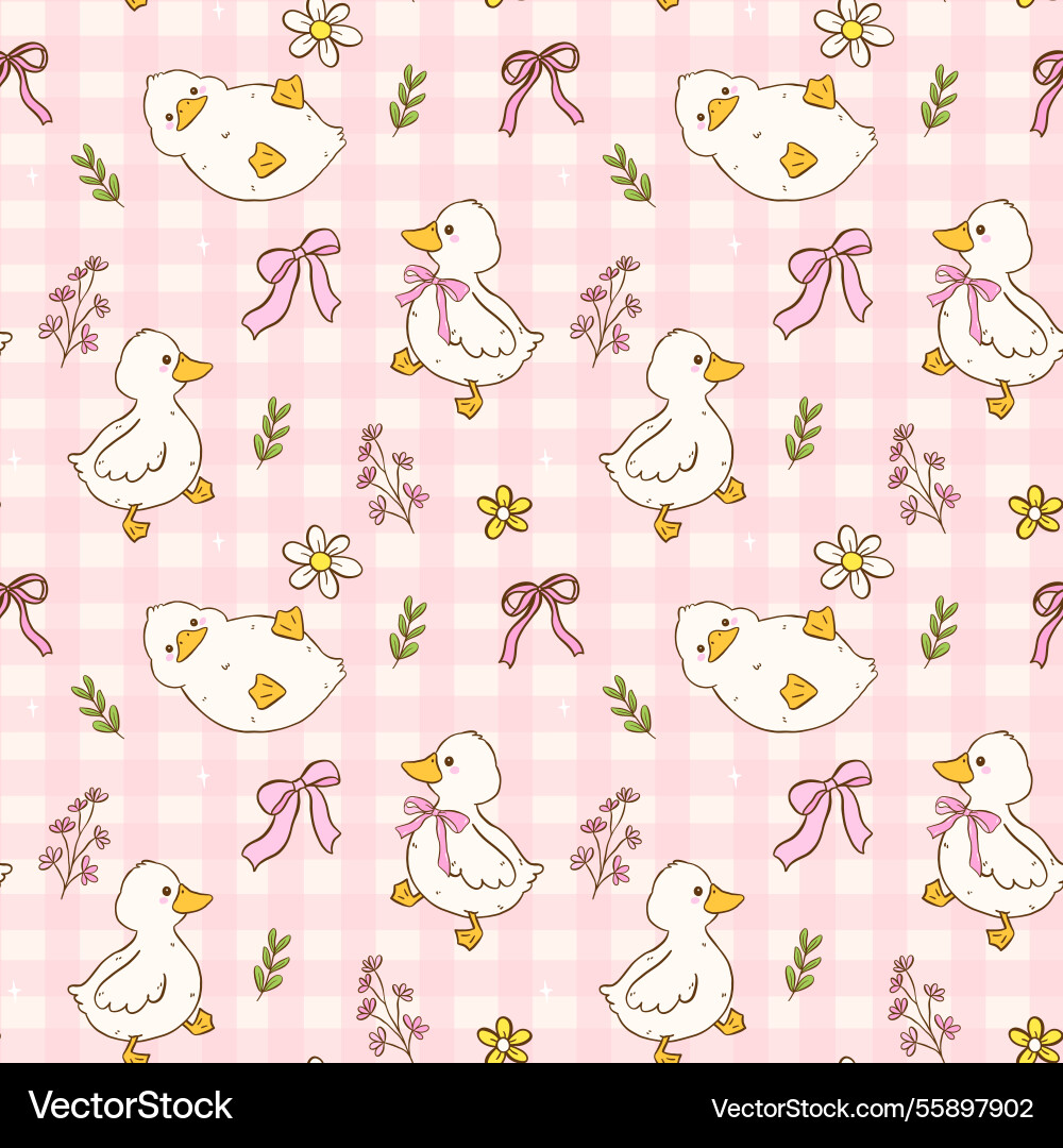 Cute seamless pattern coquette spring white duck Vector Image
