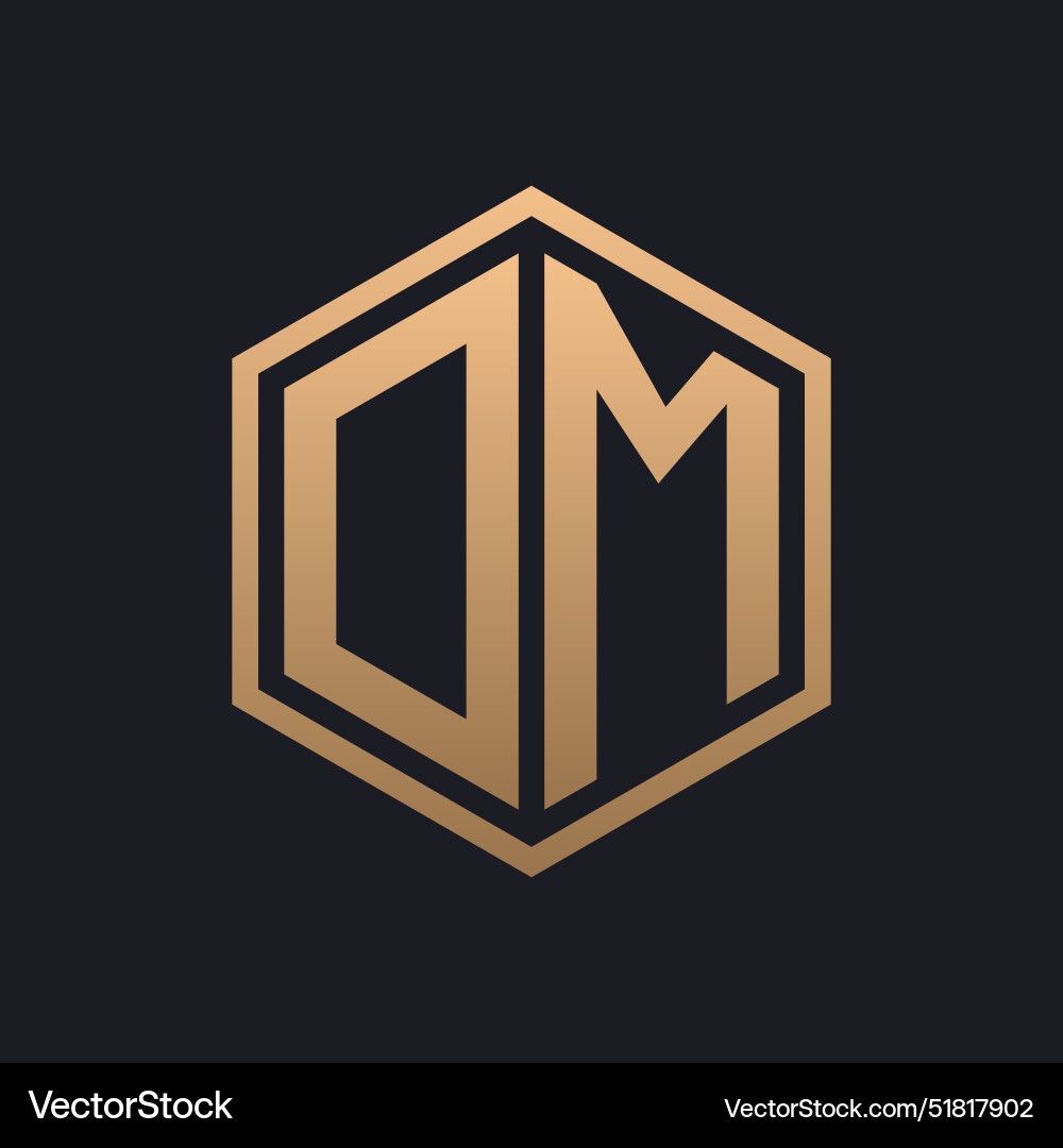 Elegant hexagon letter dm logo design initial Vector Image