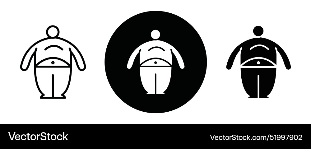 Fat man outline icon collection or set Royalty Free Vector