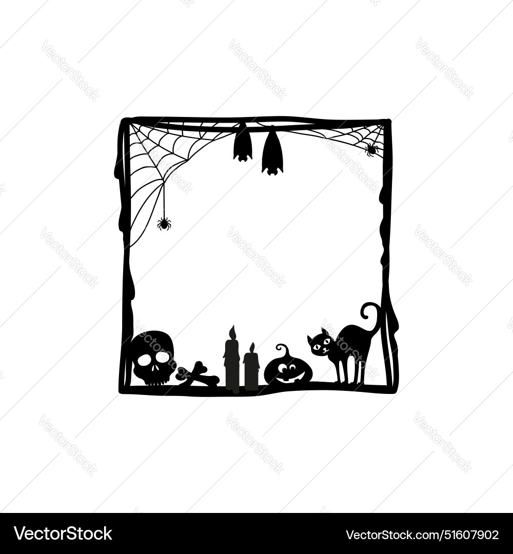Halloween grunge black frame square holiday border