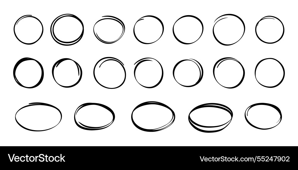 Highlight circle isolated hand drawn set doodle Vector Image