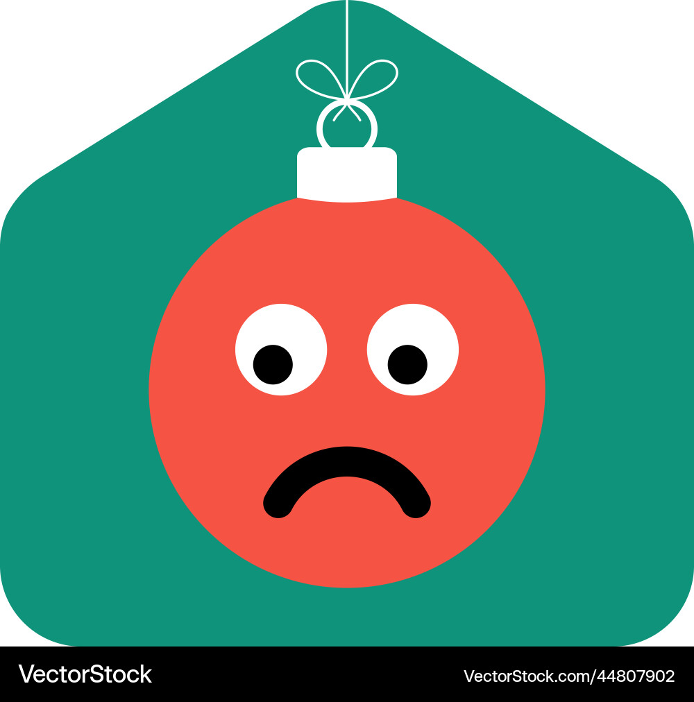 Home christmas flat with emoji sad face Royalty Free Vector